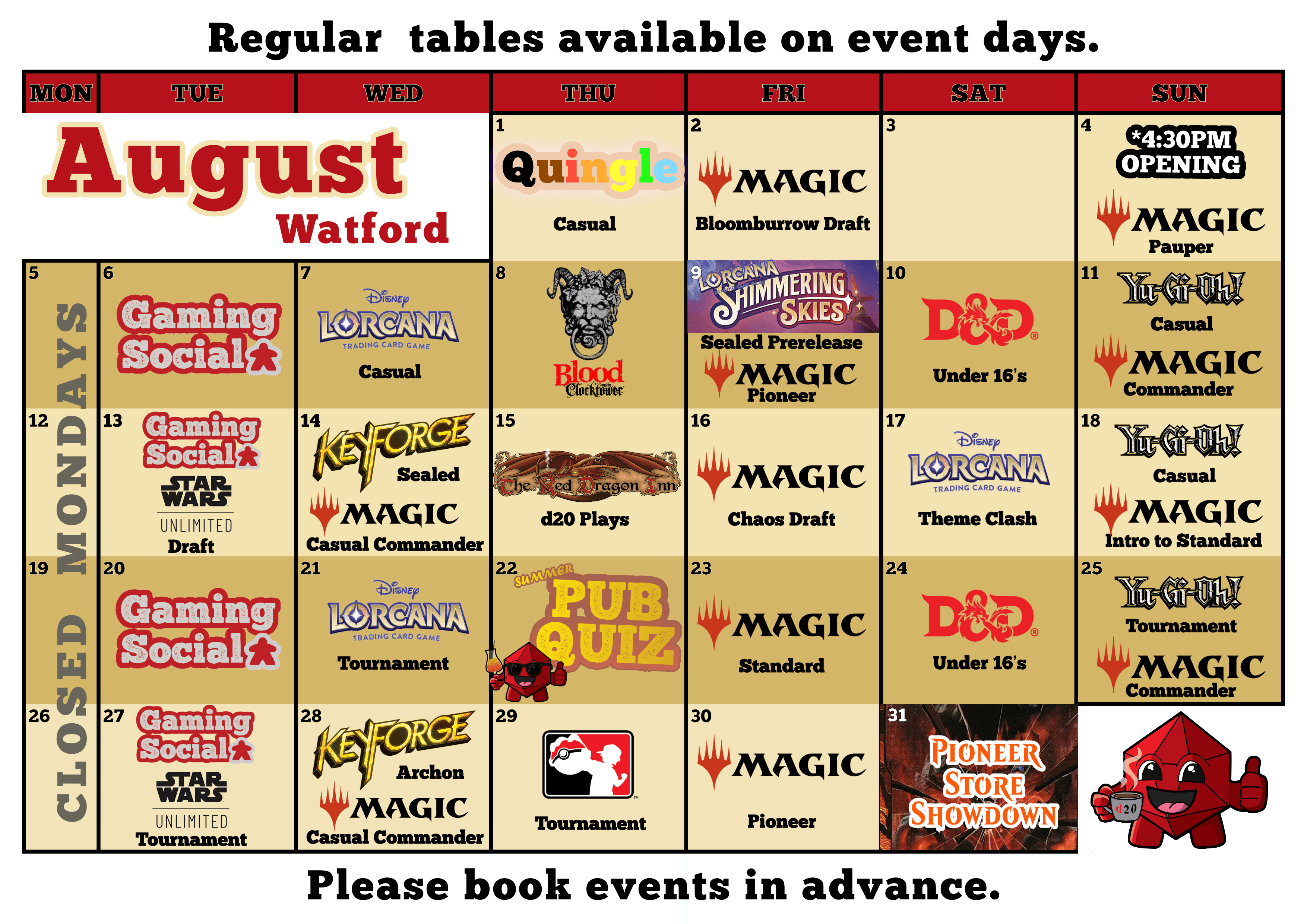 August WAT | d20 Board Game Cafe